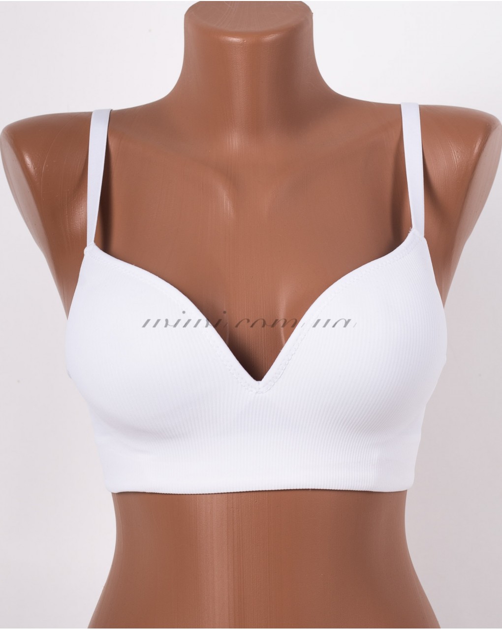 Базовий бюстгальтер безшовний без кісточок мікрофібра рубчик Ouno 5867 білий 5505-2